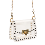 College Jewelry:LOTTIE PYRAMID STUD CLEAR STADIUM BAG-BLACK- Fan Glam