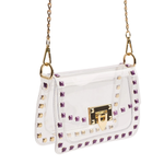 College Jewelry:LOTTIE PYRAMID STUD CLEAR STADIUM BAG- PURPLE- Fan Glam