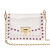 College Jewelry:LOTTIE PYRAMID STUD CLEAR STADIUM BAG- PURPLE- Fan Glam