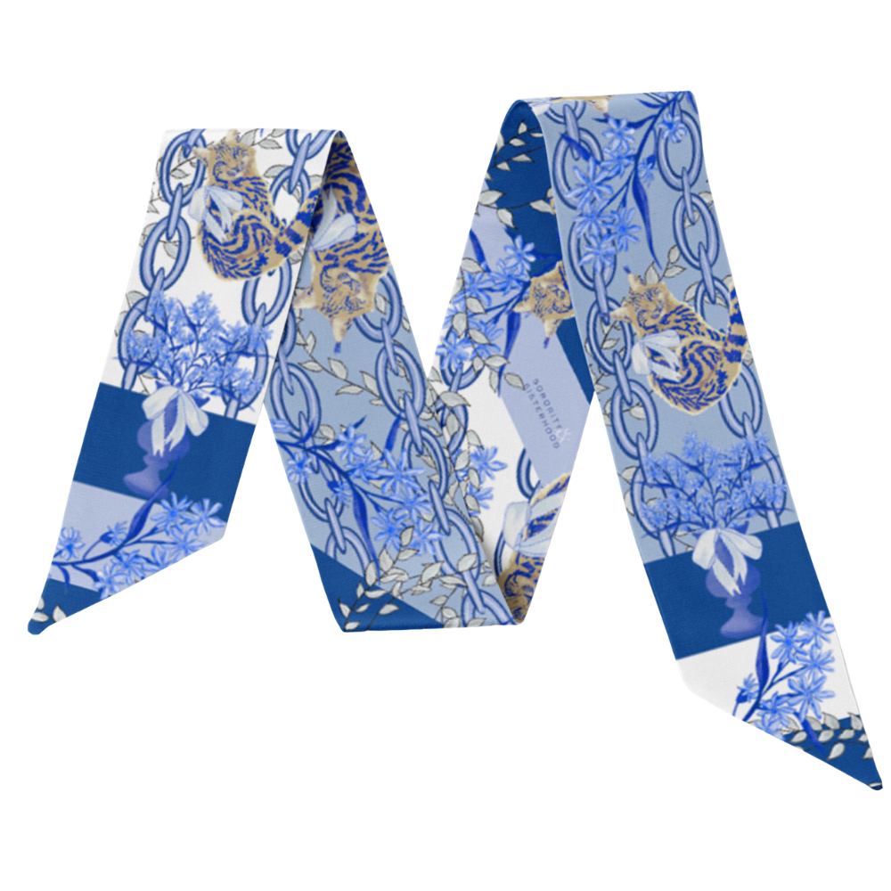 Sapphire & White Heirloom Silk Scarflette™