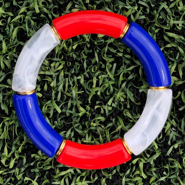 SQUAD STACKS BRACELET RED/WHITE/BLUE WITH GOLD DISCS